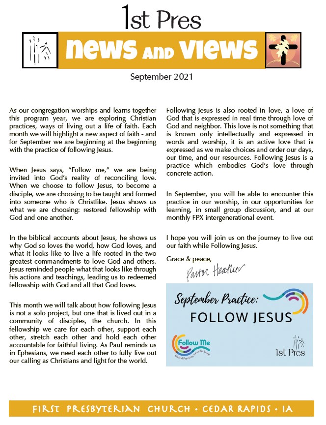 September News Image – First Presbyterian Church Cedar Rapids